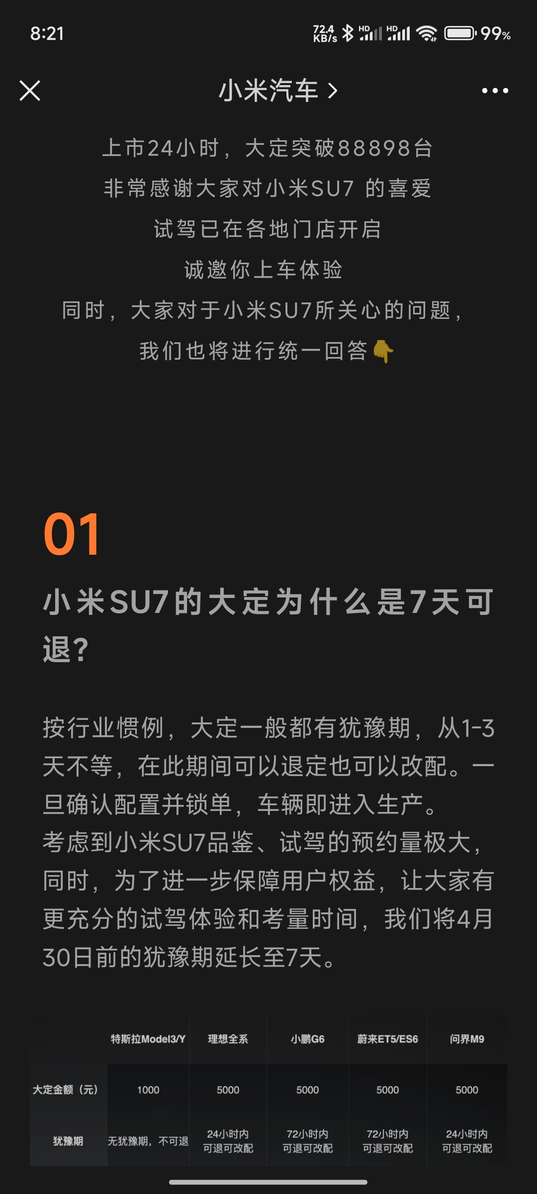 24小时88898台！小米SU7创新能源电车历史首销记录！！_奥特佳(002239)股吧_东方财富网股吧
