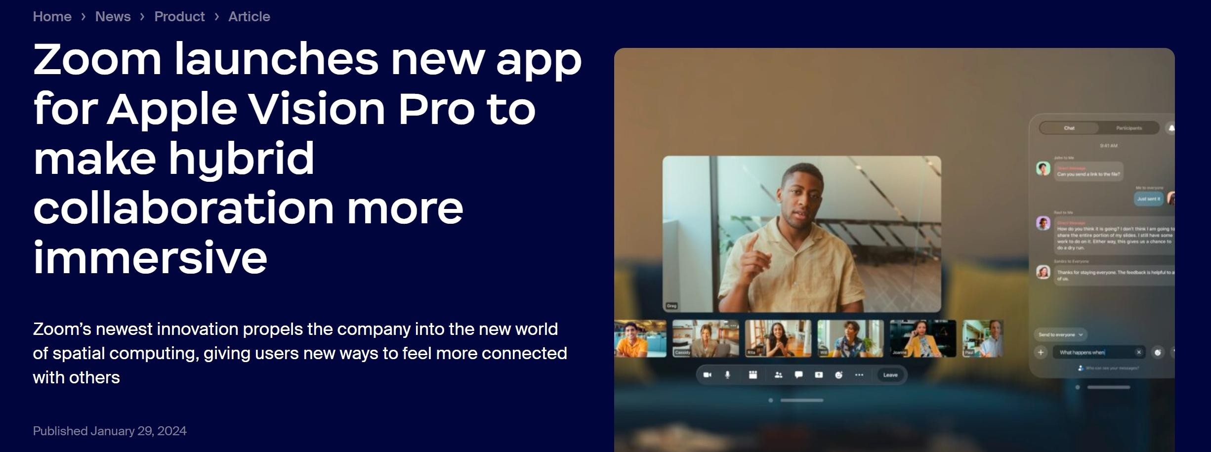 Zoom推出Vision Pro专用会议软件 适配“数字分身”等特有功能财联社 史正丞2024-01-30 05:53售价34_财富号_东方财富网